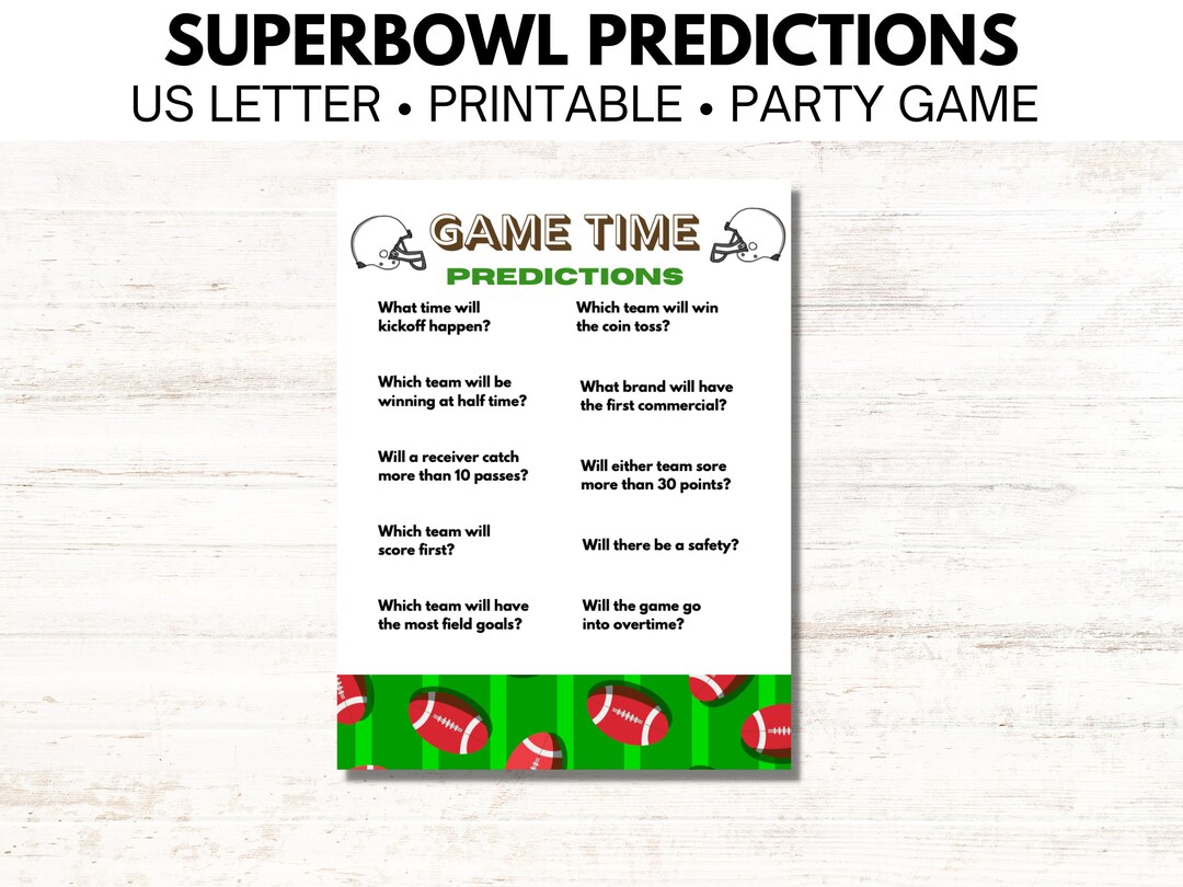 INSTANT DOWNLOAD Super Bowl Predictions, Super Bowl Party Game, Chiefs ...
