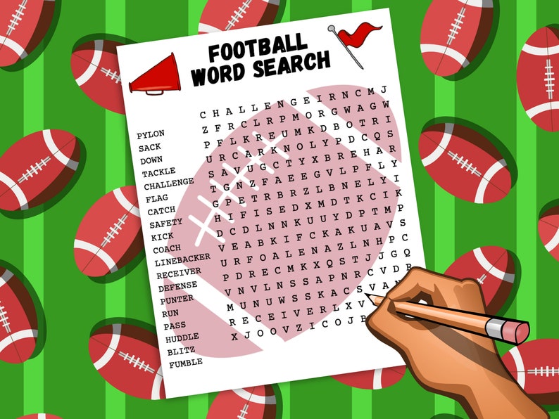 INSTANT DOWNLOAD Football Word Search, Super Bowl Party Game, Football ...