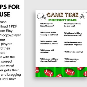 INSTANT DOWNLOAD Super Bowl Predictions, Super Bowl Party Game, Chiefs ...