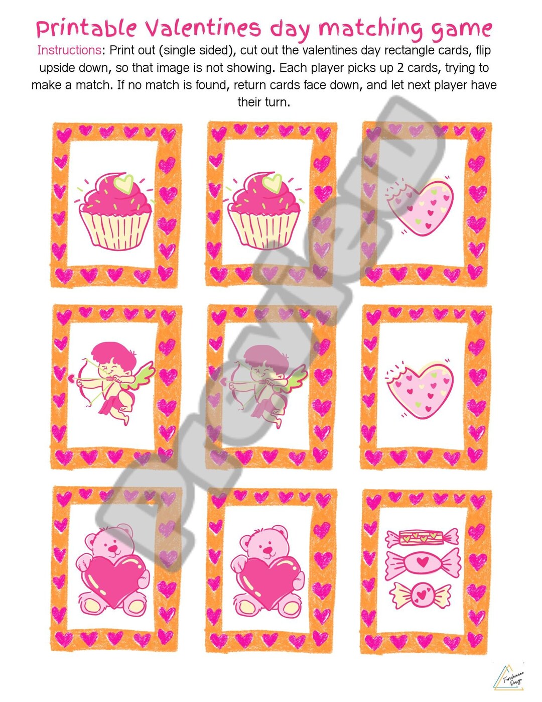 Valentines Day • Printable • Valentines Day • Matching Game - Etsy