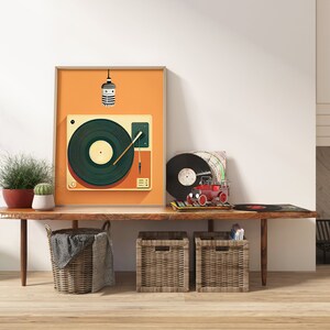 Record Player Poster, Vinyl Record Print, Turntable Artwork, Hifi Wall ...