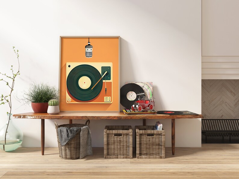 Record Player Poster Vinyl Record Print Turntable Artwork - Etsy