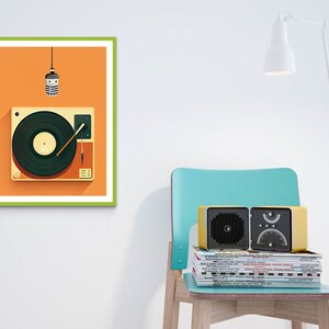 Record Player Poster, Vinyl Record Print, Turntable Artwork, Hifi Wall ...