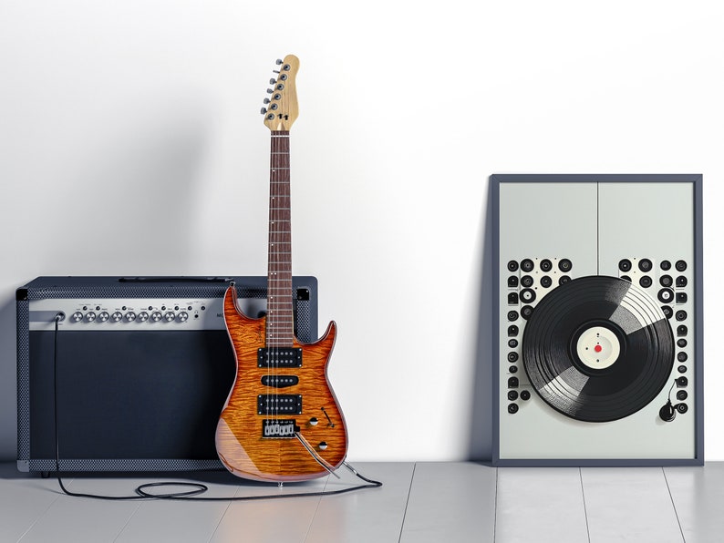 Record Player Poster, Vinyl Record Print, Turntable Artwork, Hifi Wall ...