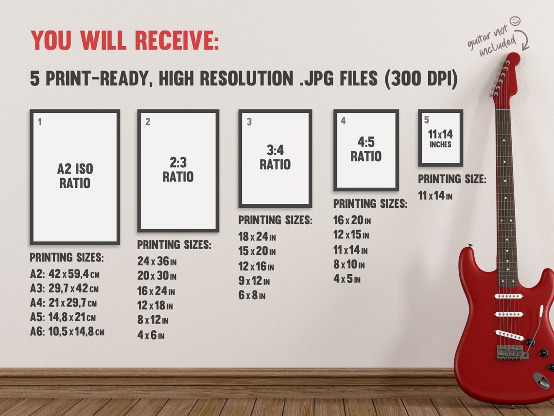 Electric Guitar Poster, Guitar Print, Musical Instrument Artwork, Wall ...