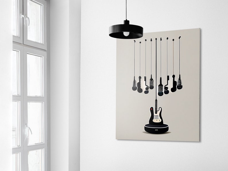 Electric Guitar Poster, Guitar Print, Musical Instrument Artwork, Wall ...