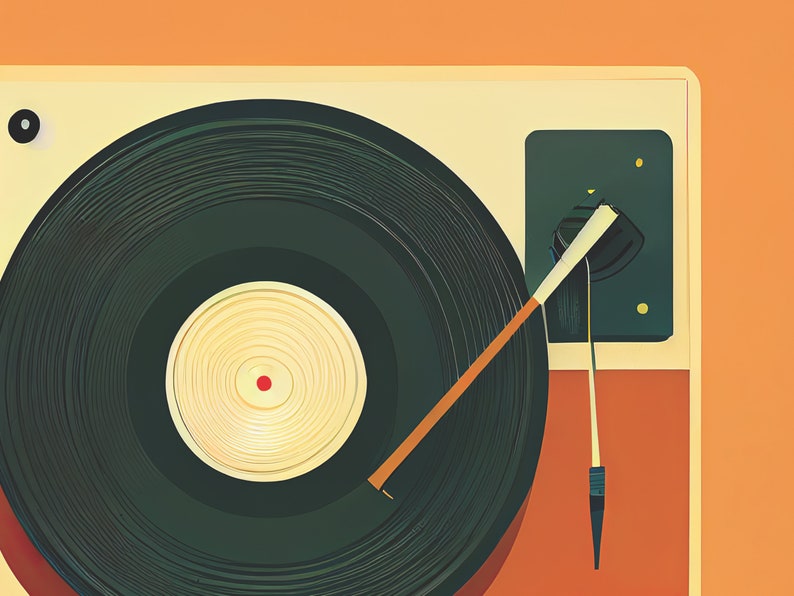 Record Player Poster Vinyl Record Print Turntable Artwork - Etsy