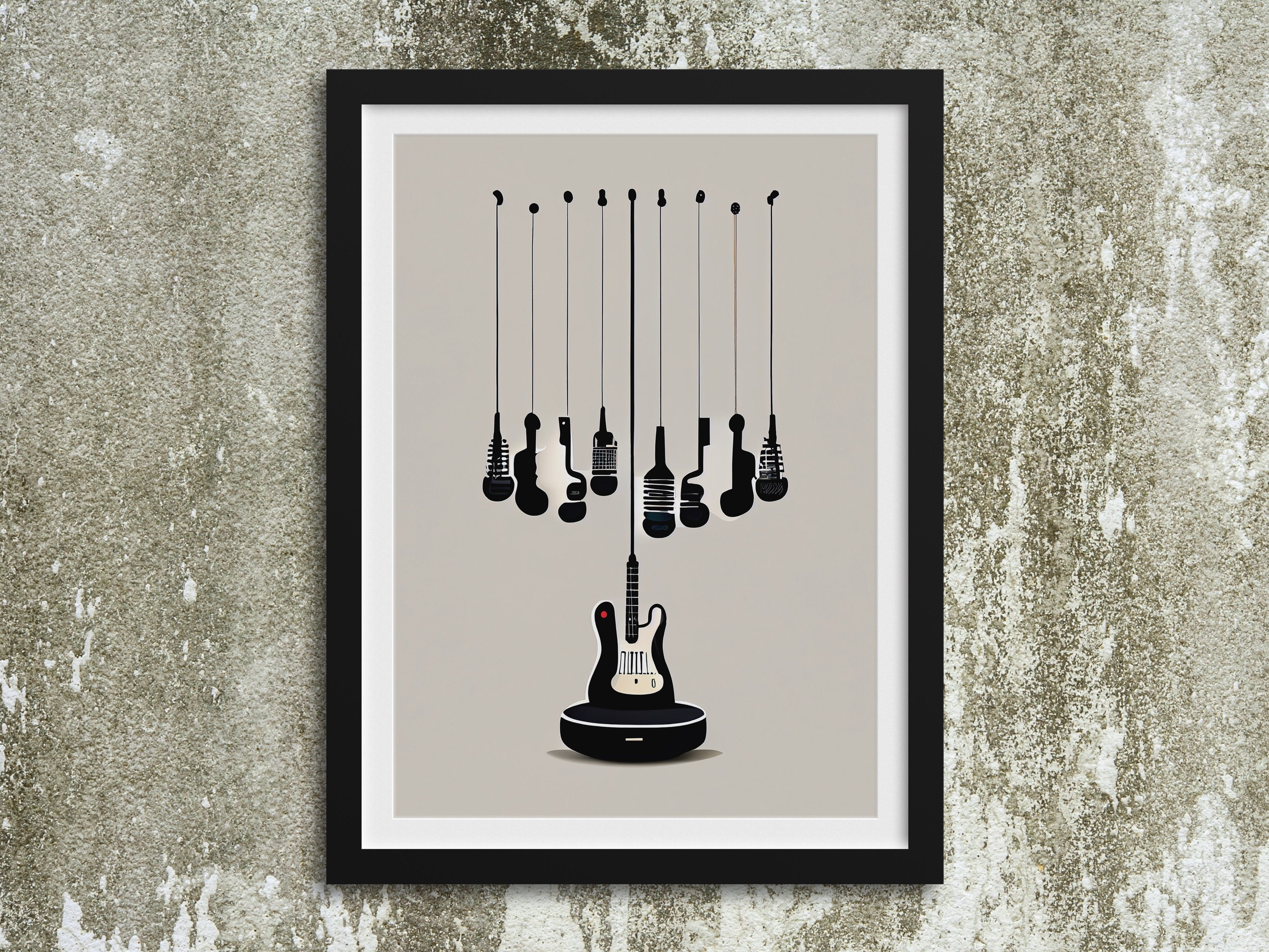 Electric Guitar Poster, Guitar Print, Musical Instrument Artwork, Wall ...