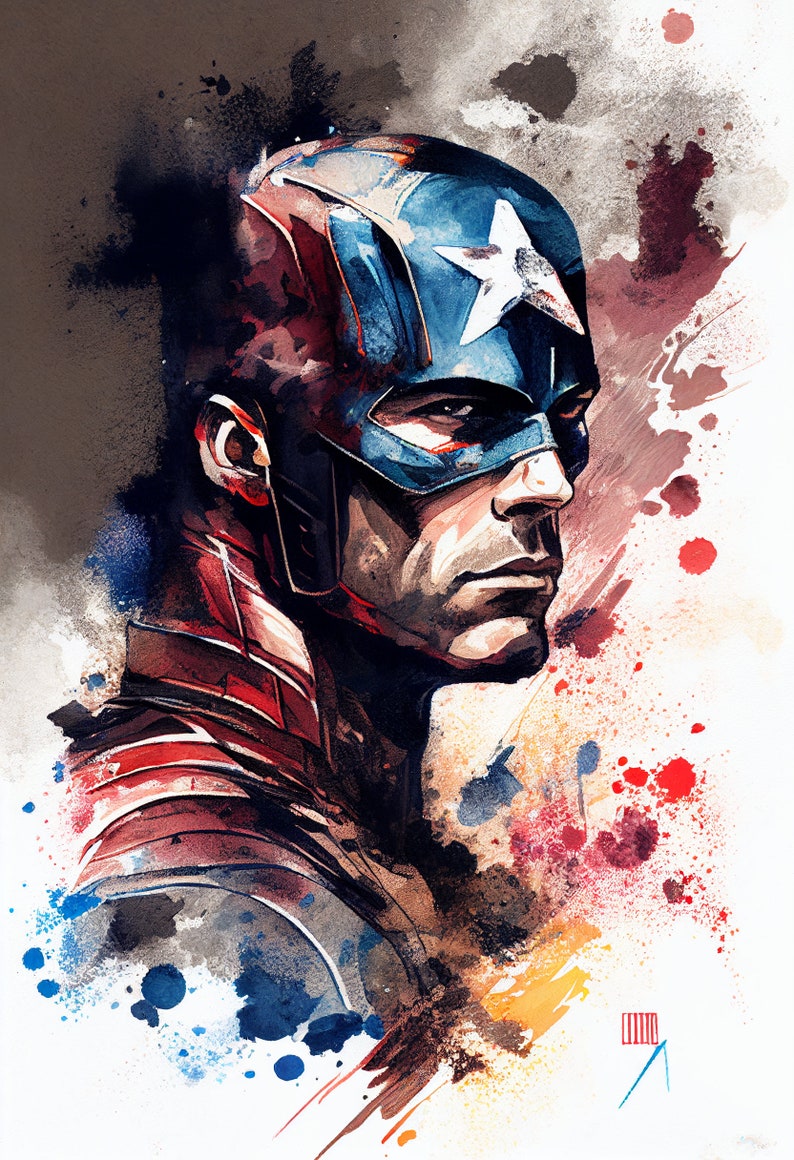 Captain America Portrait, Printable Digital Print Wall Décor, Marvel ...