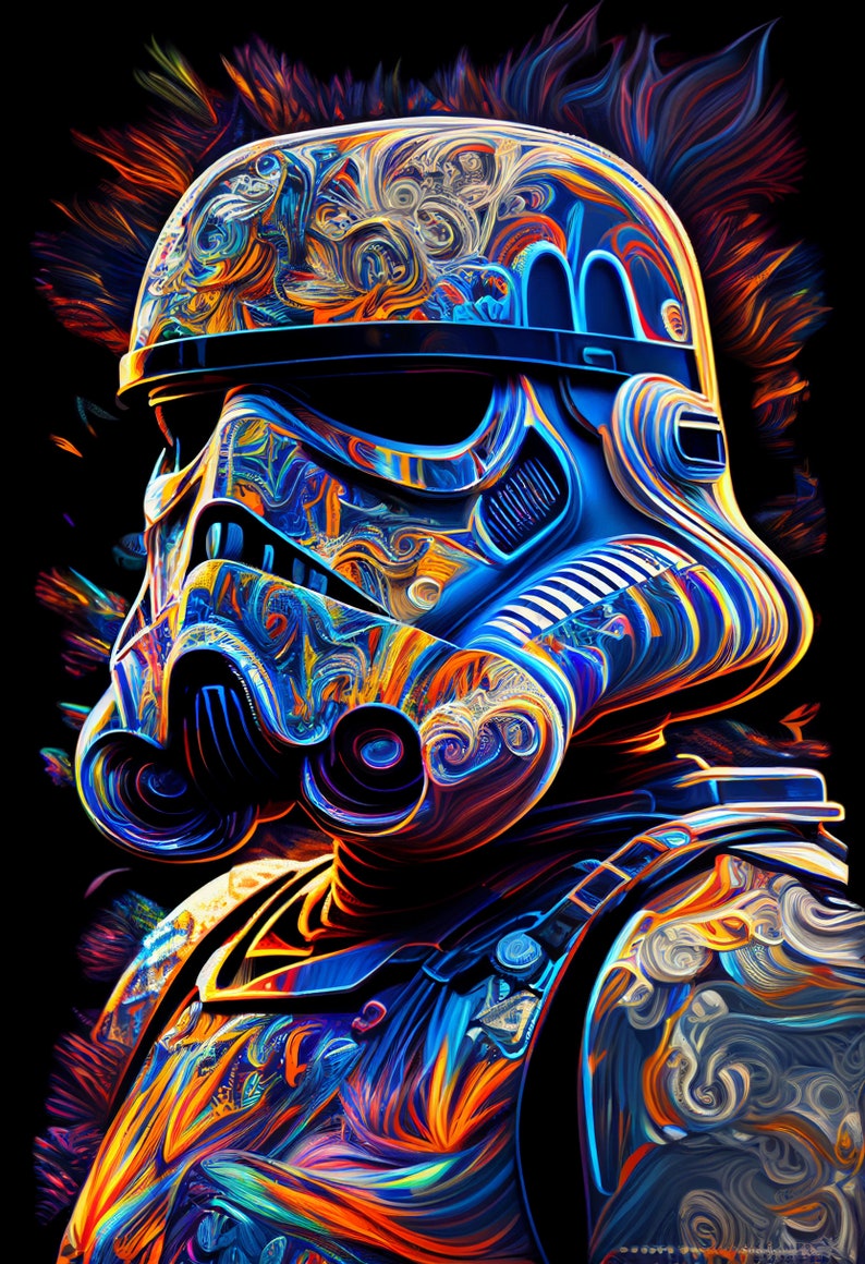 Stormtrooper Portrait, Psychedelic Art, Printable Digital Print Wall ...