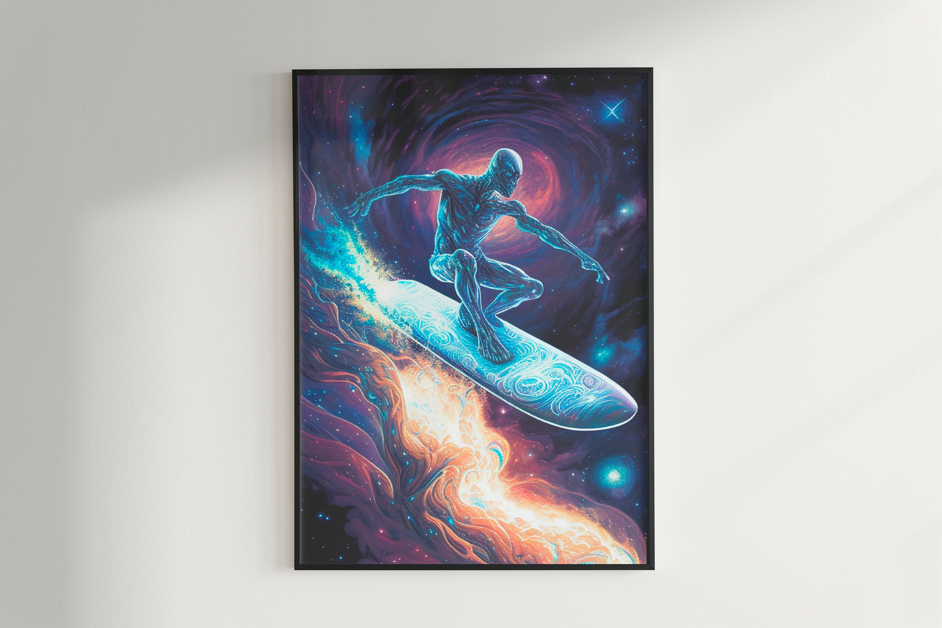 The Silver Surfer Psychedelic Art, Printable Digital Print Wall Décor ...