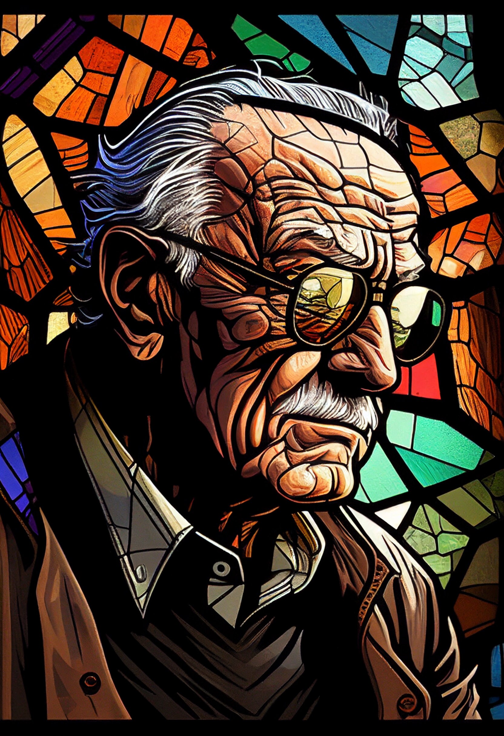 Stan "the Man" Lee Portrait, Printable Digital Print Wall Décor, Marvel ...