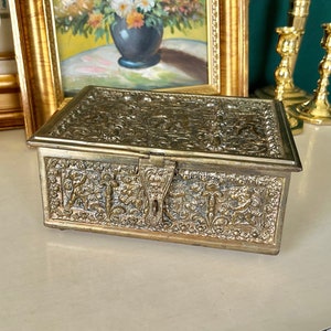 Antique Metal Chest Box Golden Bronze Very Heavyweight With - Etsy
