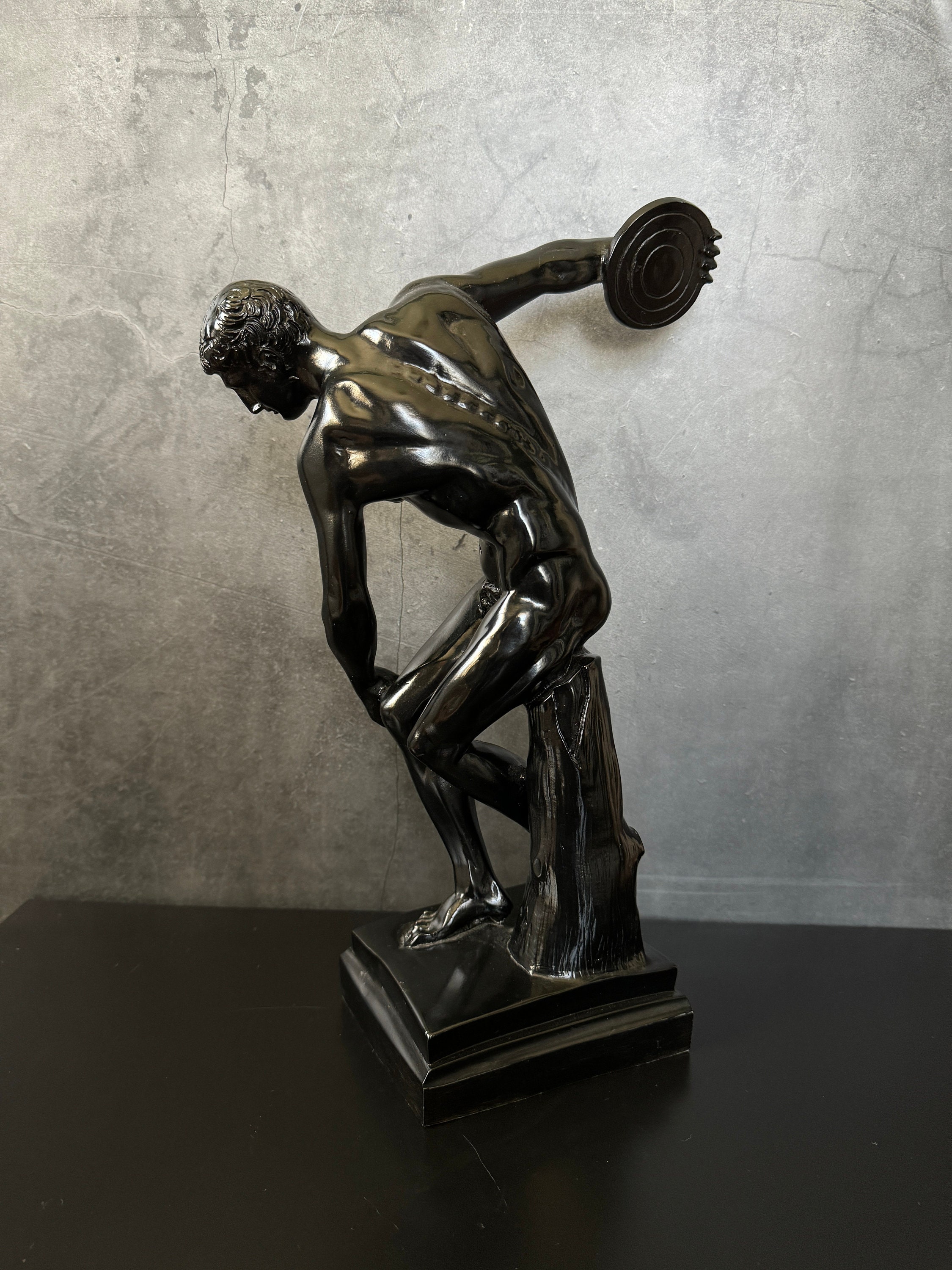 Large the Discobolus of Myron Exceptional Black Resin Sculpture of ...