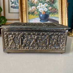 Antique Metal Chest Box Golden Bronze Very Heavyweight With - Etsy