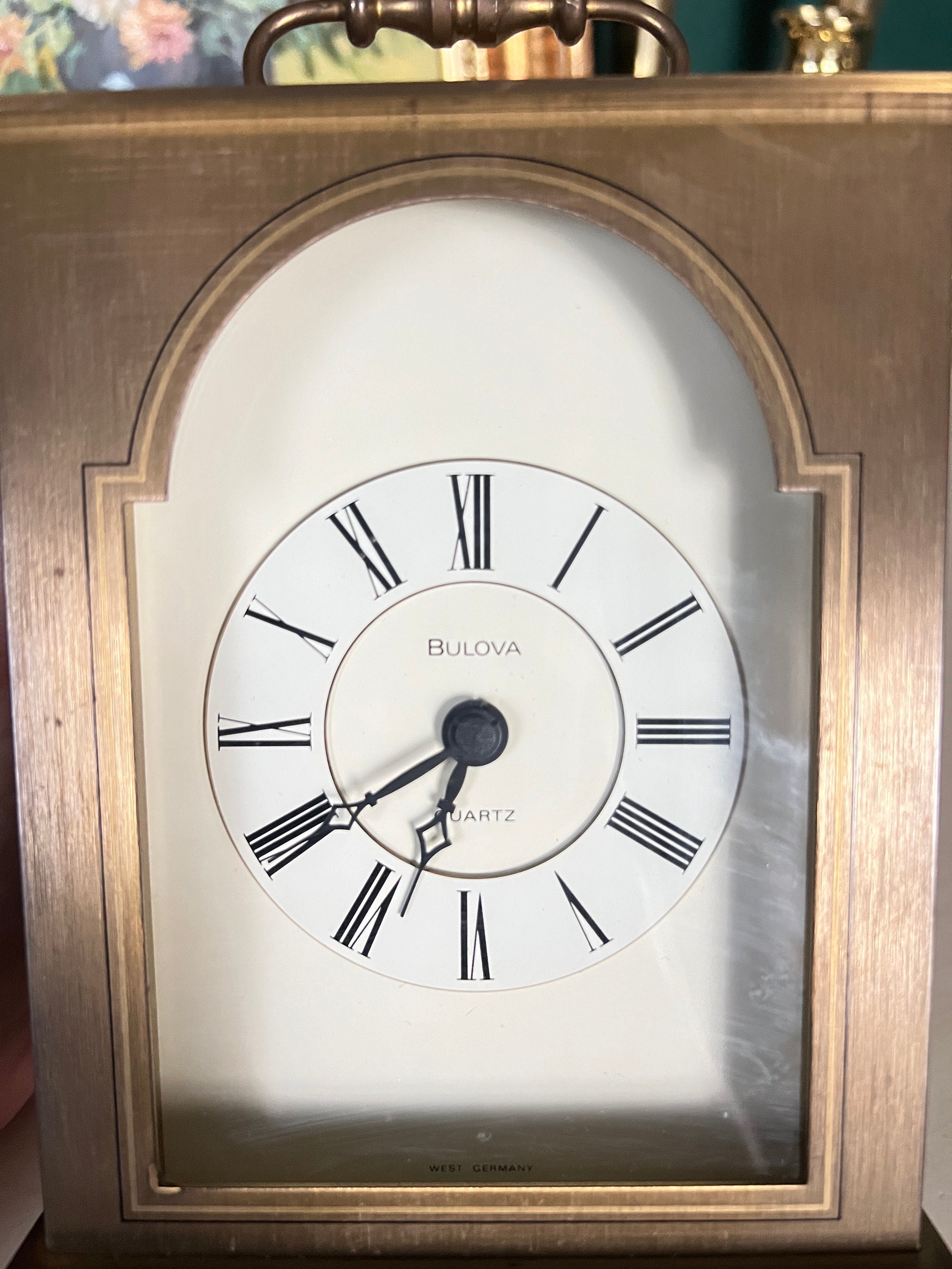 Vintage German Clock Bulova Quartz Carraige Clock for Shelf, Table, or ...