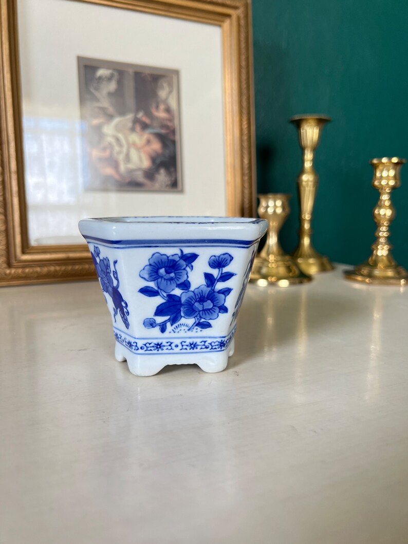 Mini Hexagonal Chinoiserie Planter Blue & White Small China - Etsy