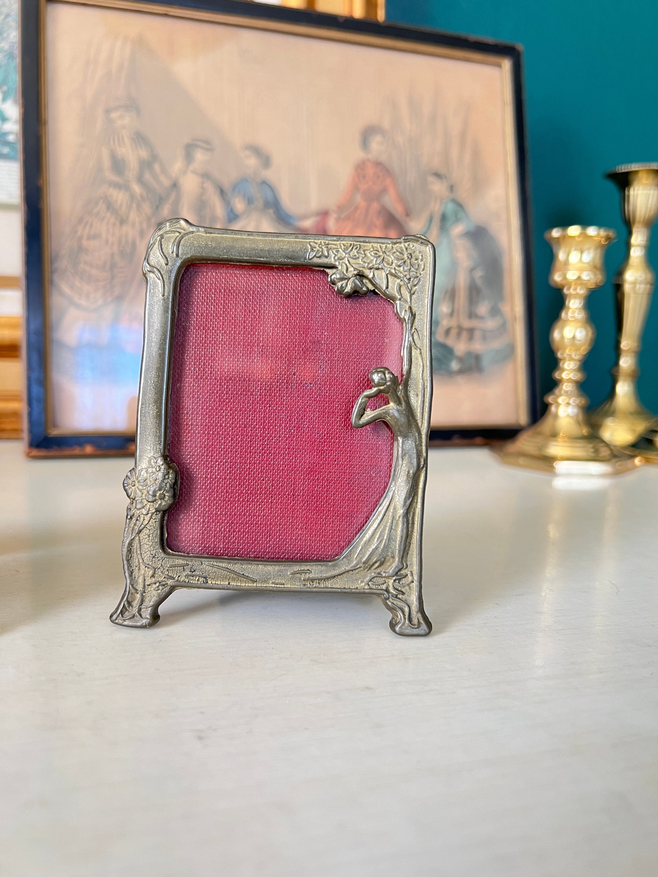 Vintage Italian Brass Mini Frame Art Nouveau - Etsy