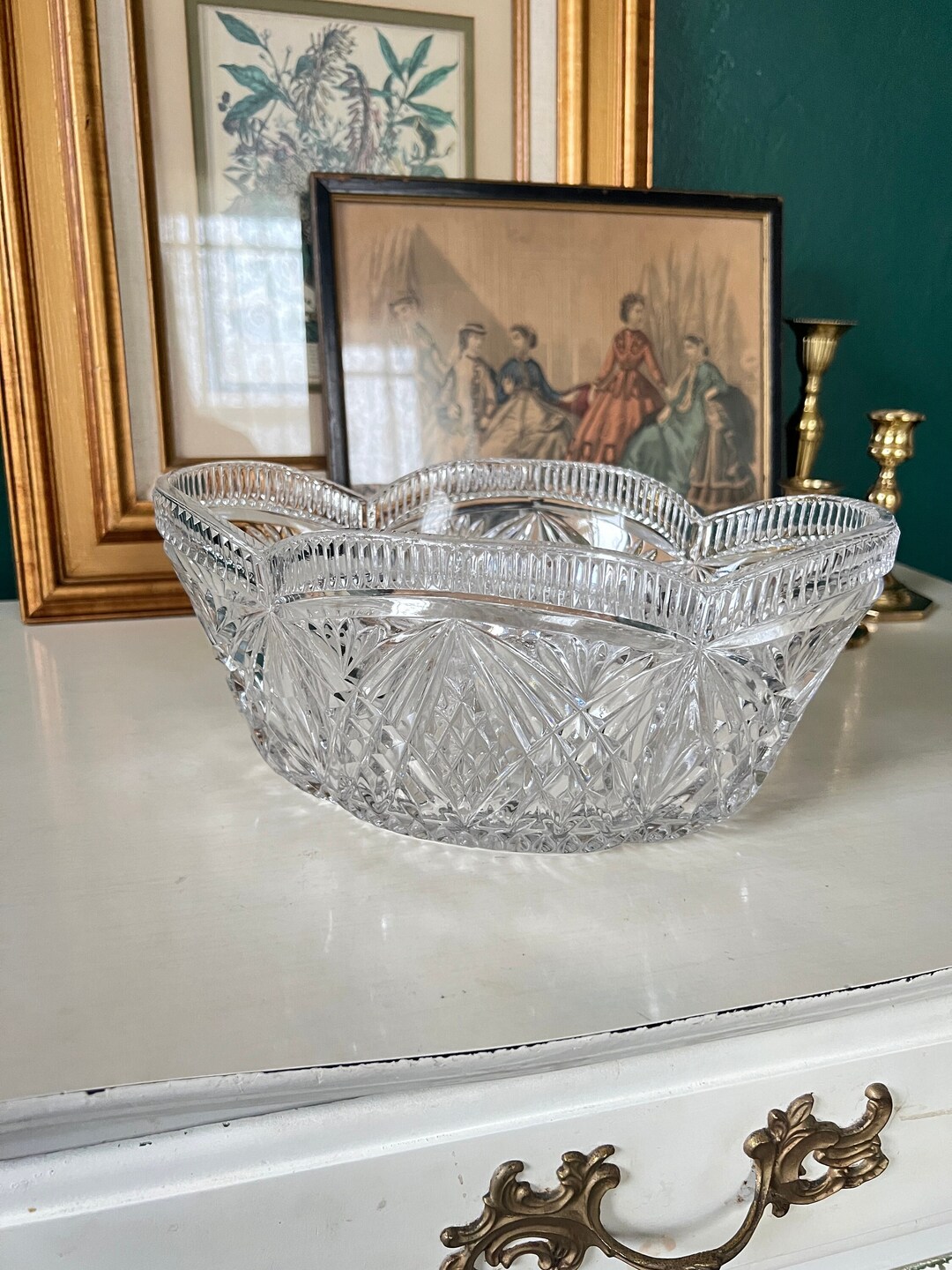 Unique Narrow Crystal Bowl With Rounded Rim Edges - Etsy