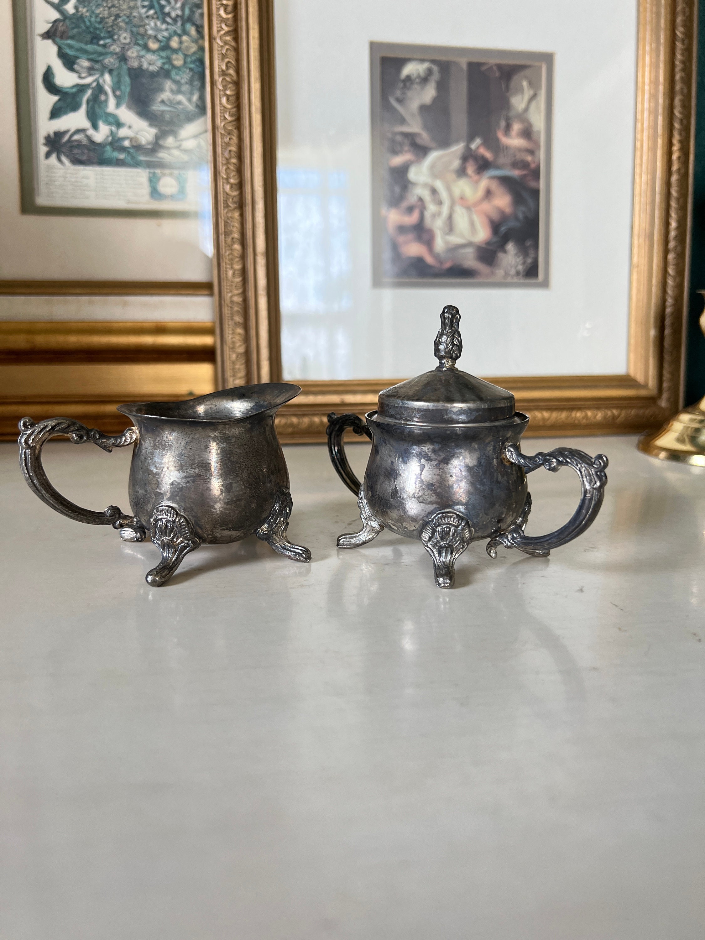 Mini Tea Set With Creamer and Sugar Bowl Vintage Victorian Silver ...