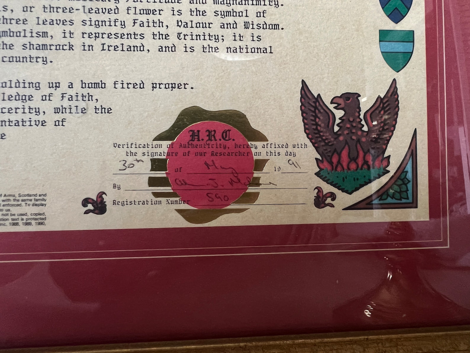 Killoran Official Sign & Stamped by the Historical Research Center ...