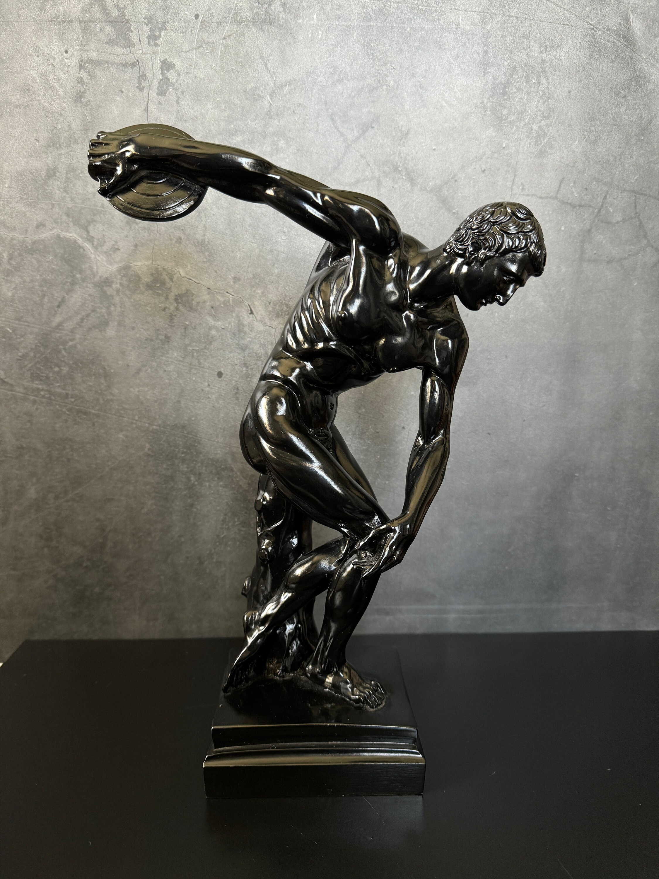 Large the Discobolus of Myron Exceptional Black Resin Sculpture of ...