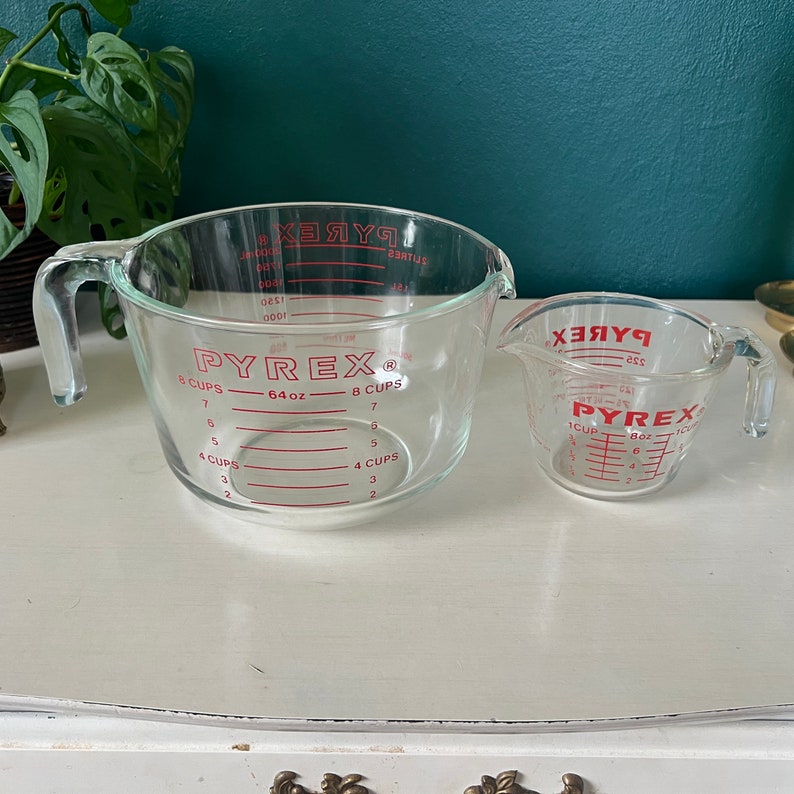 Vintage Pyrex Measuring Cups 1 Cup 2 Cups and 8 Cups Made - Etsy