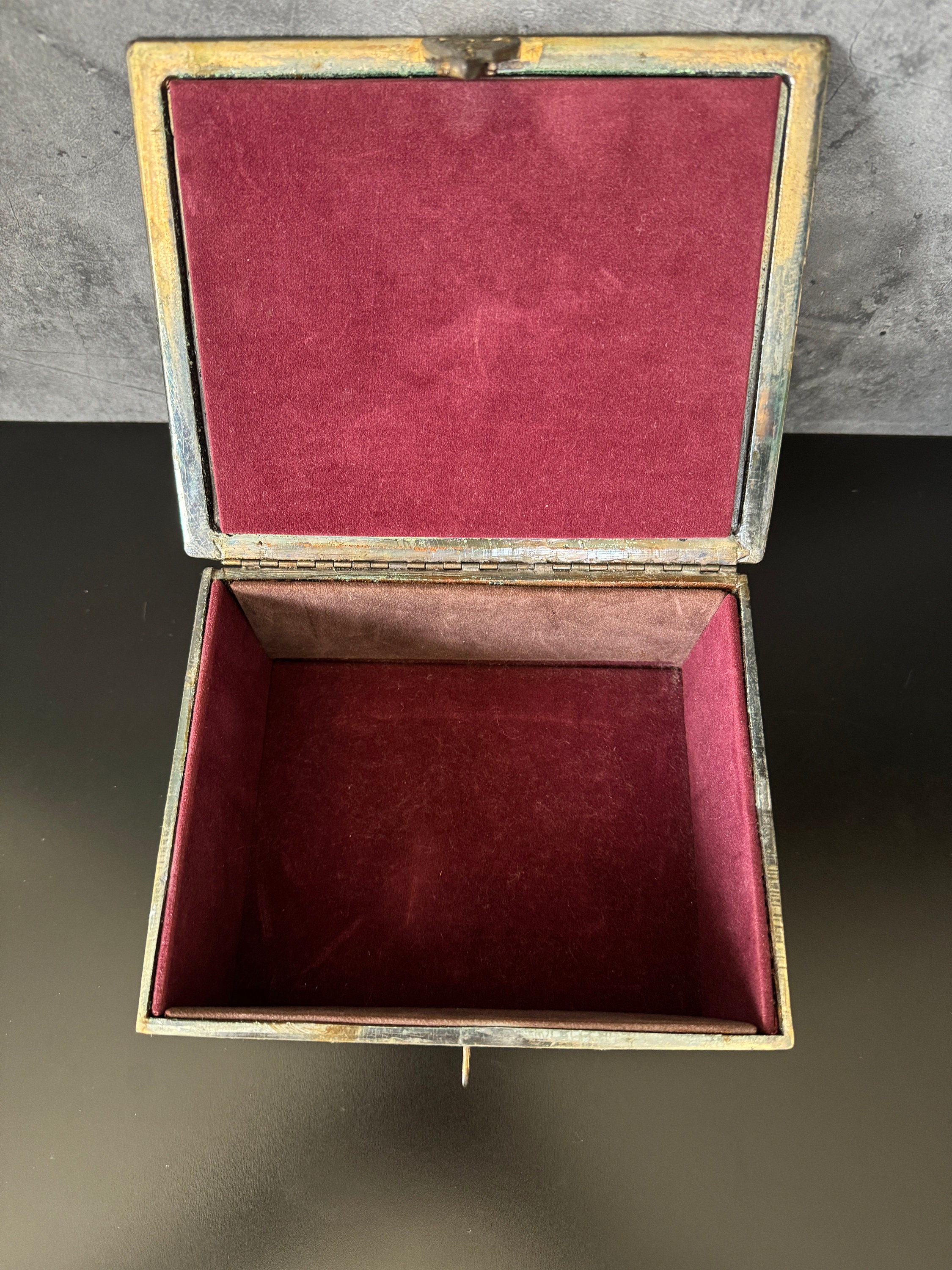 Antique Metal Chest Box Golden Bronze Very Heavyweight With Flowers ...