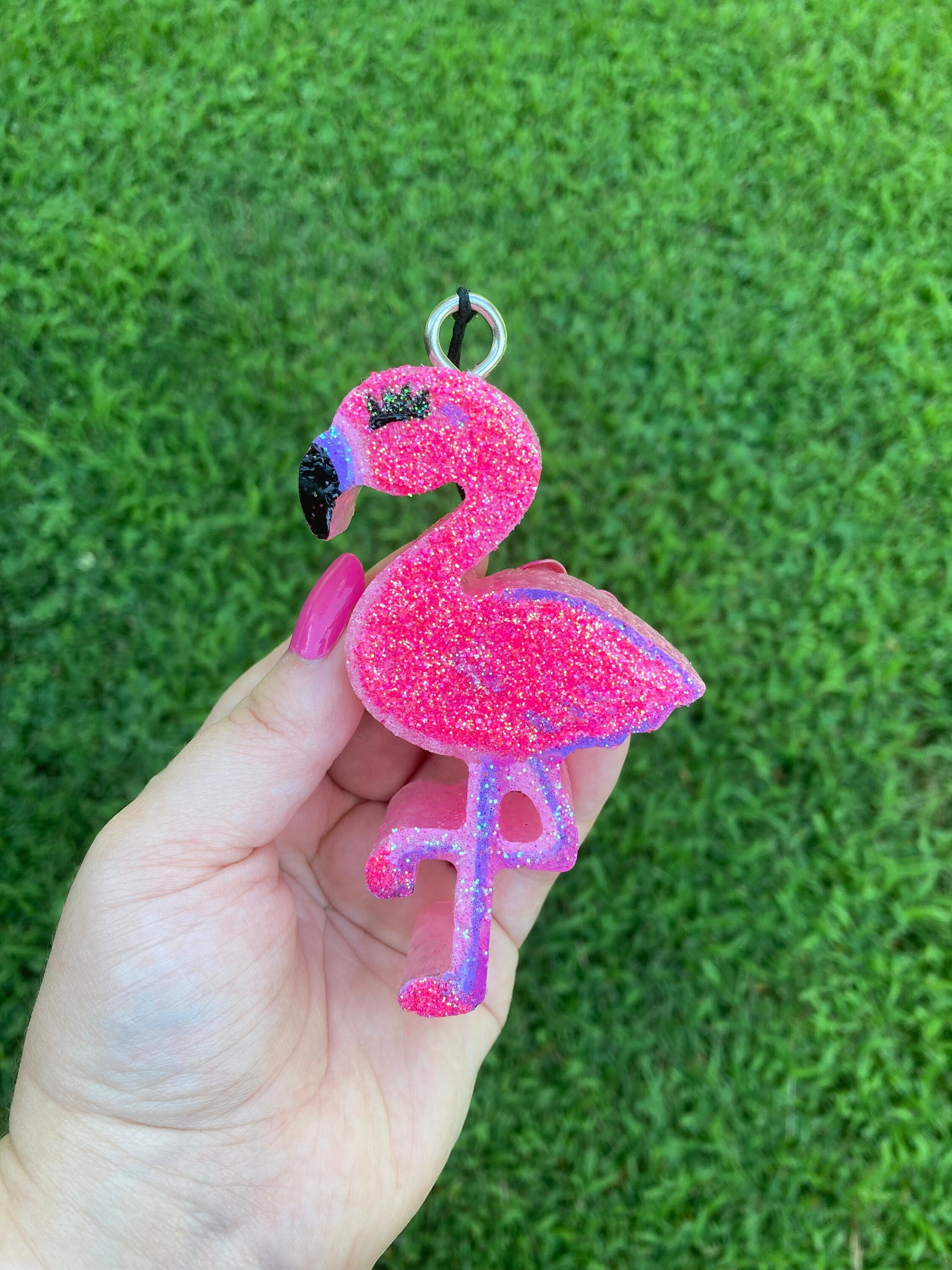 Pink & Purple Flamingo Car Freshie, Cute Summery Glittery Car Air ...