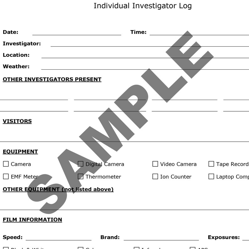 Paranormal Investigator Log Files - Etsy