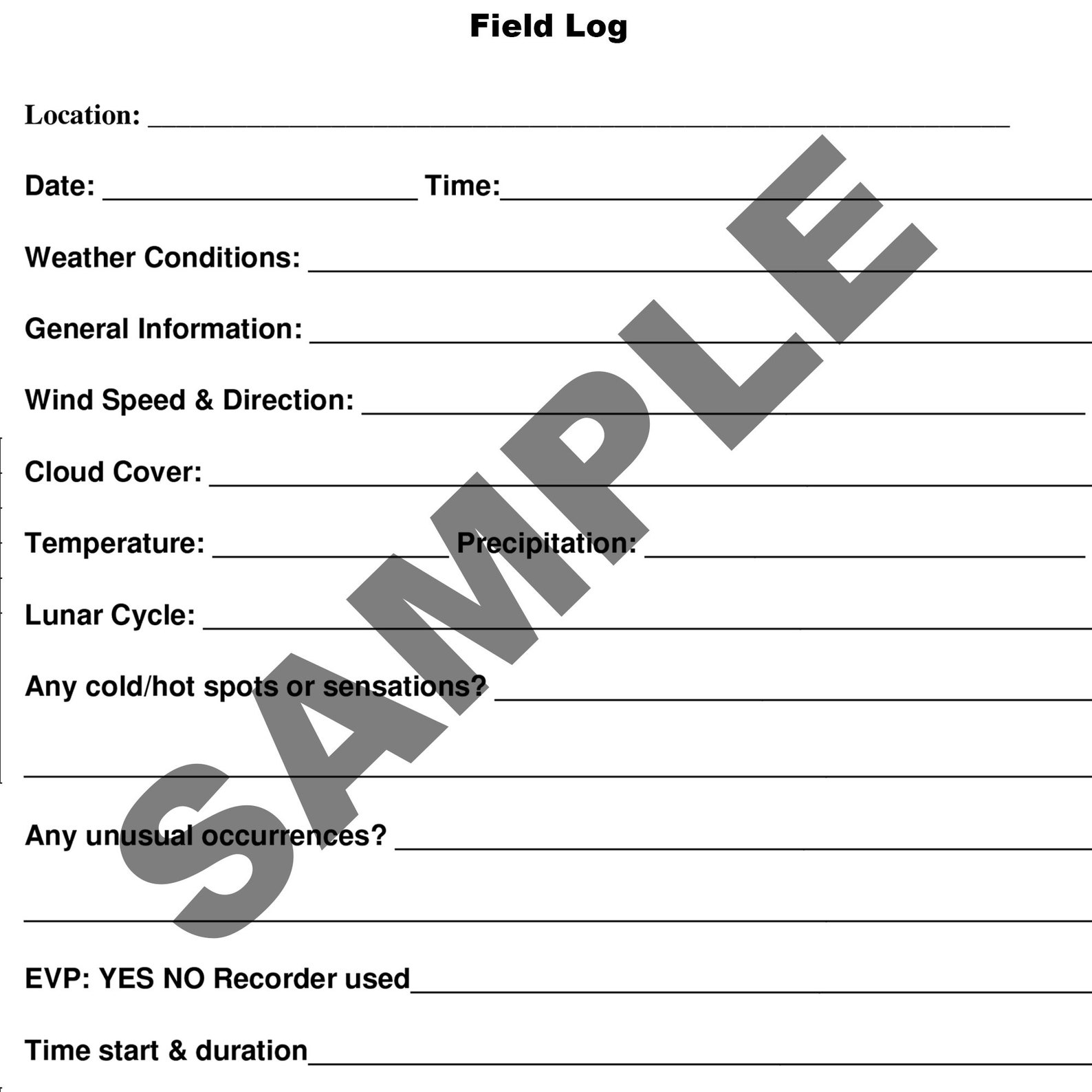 Paranormal Investigator Log Files - Etsy