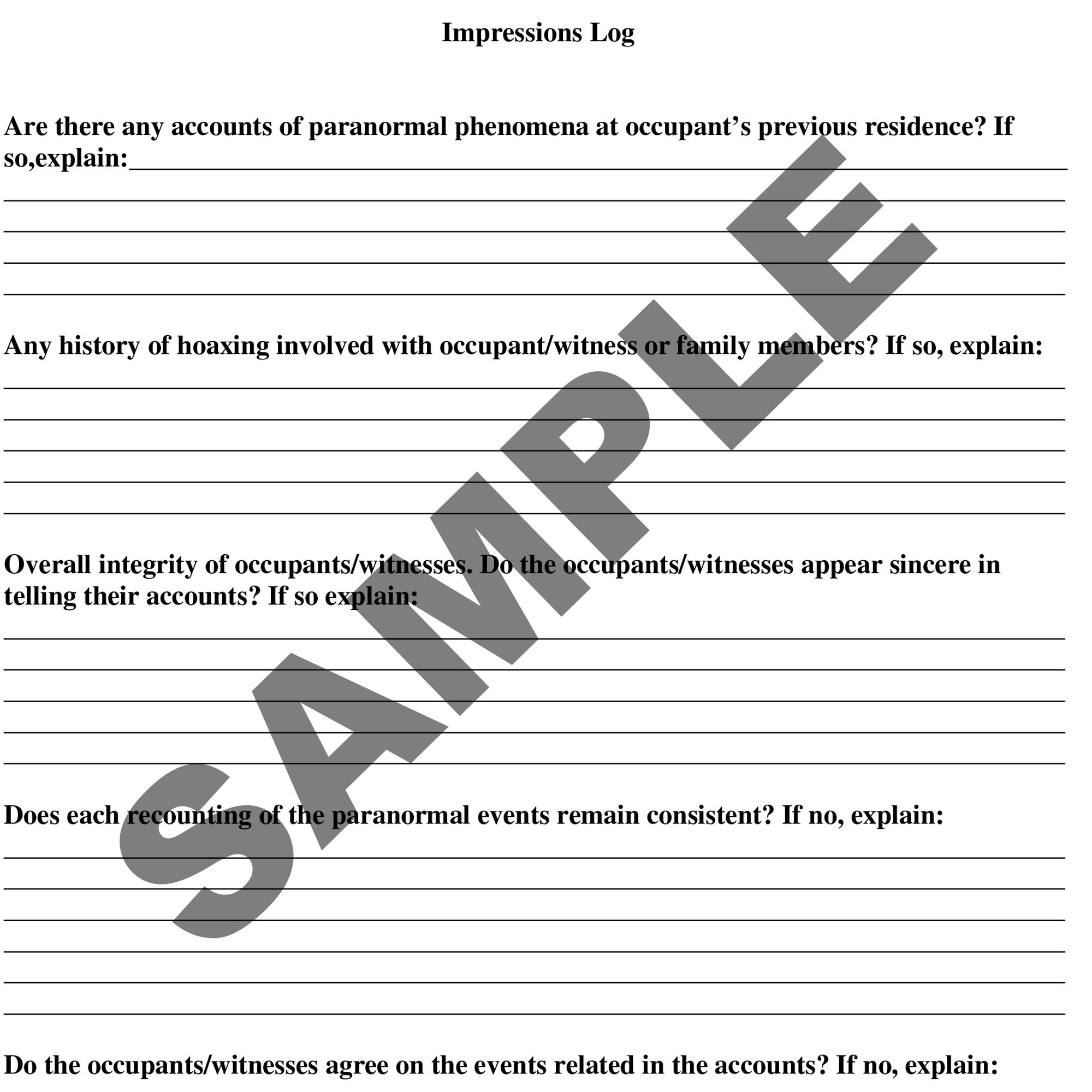 Paranormal Investigator Log Files - Etsy