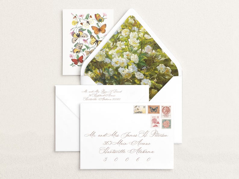 Envelope Liner White Floral Spring Blossoms Painting | Wedding ...