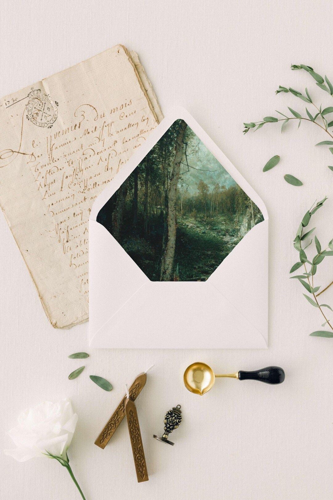 Vintage Dark Blue Fantasy Woods Envelope Liner | Wedding Invitation ...