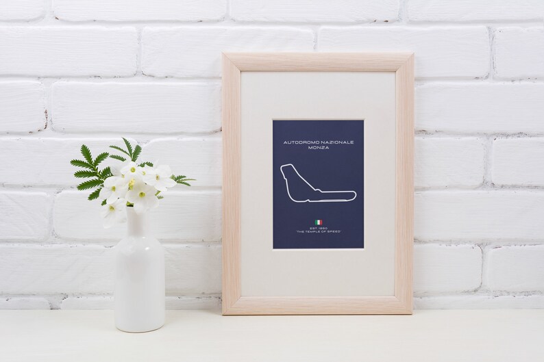 Monza Circuit Poster Formula 1 Track Outline Wall Art Simple & Modern ...