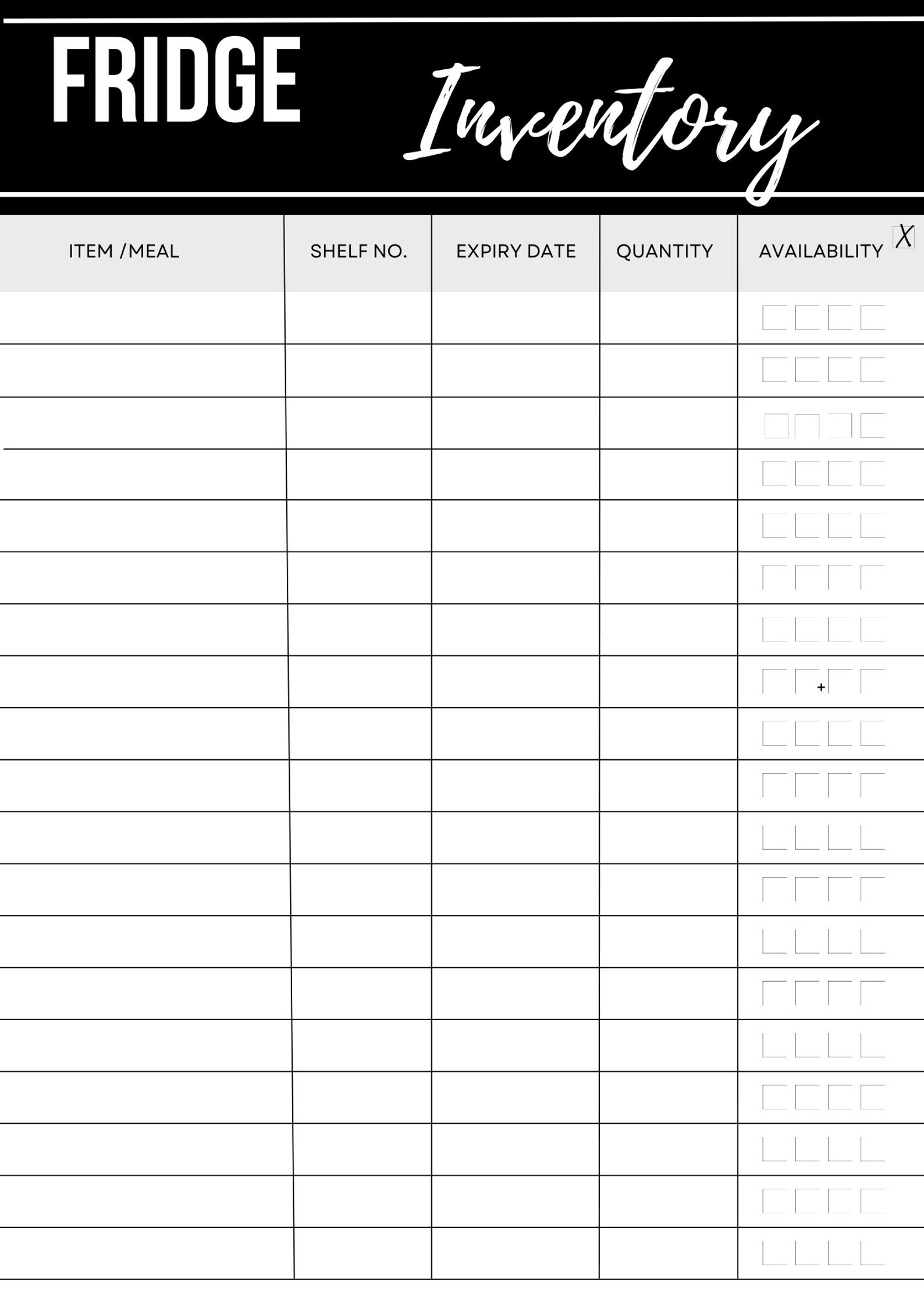 Fridge Inventory Stock Printable / Home Organisation / Food Tracking ...