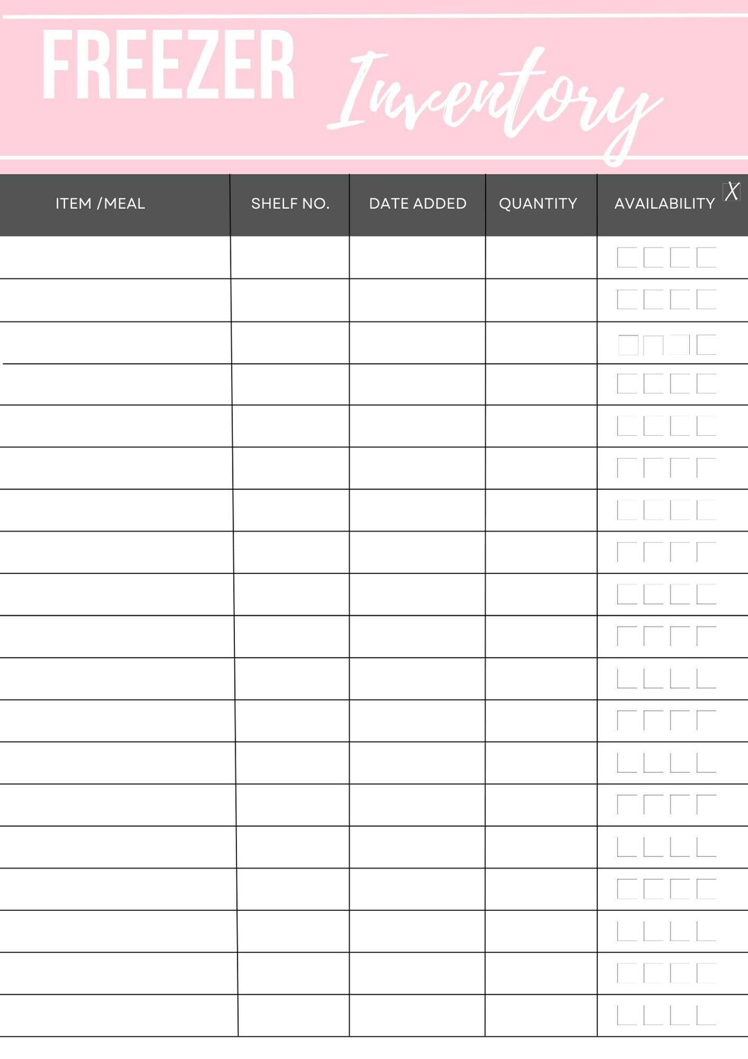 Freezer Inventory Stock Printable / Home Organisation / Food Tracking ...