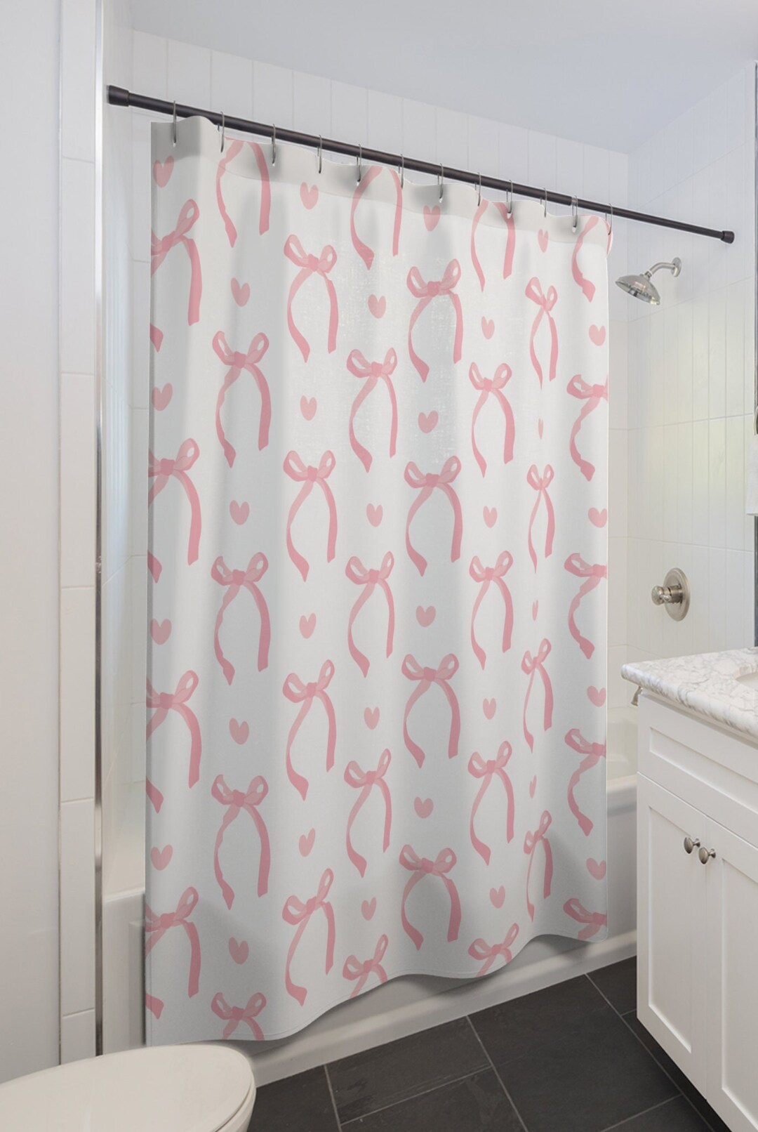 Coquette Pink Bows Shower Curtains, Coquette Home Decor, Cottagecore ...