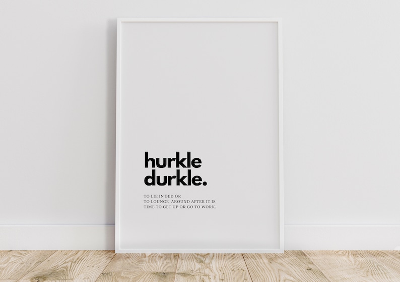 HURKLE DURKLE Bed Rotting Printable Art Poster, Stay in Bed, Comfy Vibes, Meme Gift, Scottish ...
