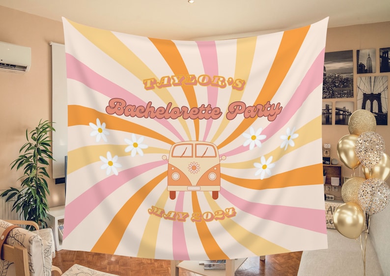 Retro Bachelorette Party Welcome Backdrop 70s Bachelorette Welcome ...