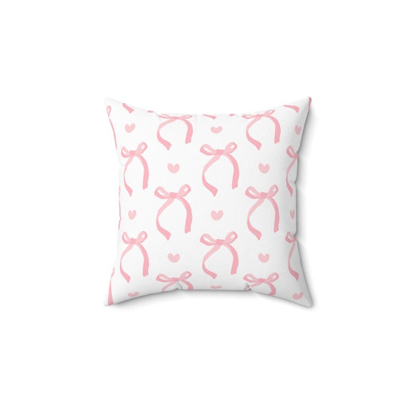 Coquette Pink Bows and Hearts Square Pillow, Coquette Room Decor ...