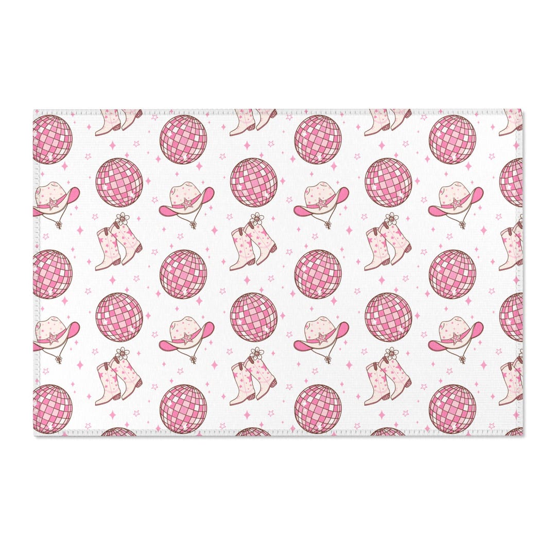 Disco Cowgirl Area Rug, Cutesy Girly Bedroom Rug, Disco Area Rug, Pink ...
