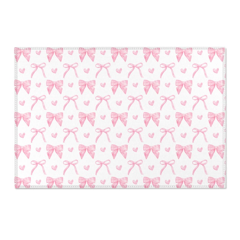 Coquette Pink Bow and Hearts Area Rug Carpet, Coquette Home Decor ...