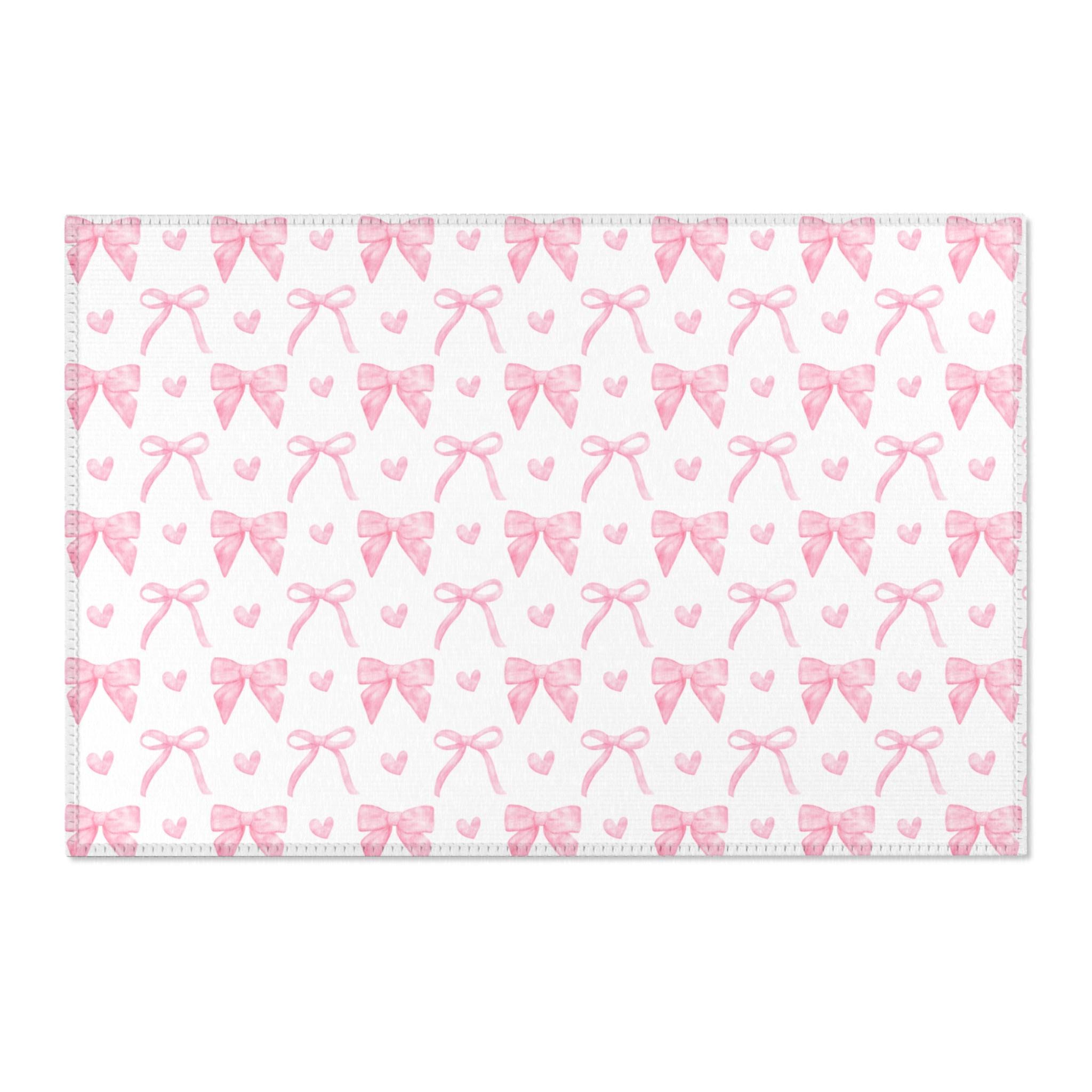Coquette Pink Bow and Hearts Area Rug Carpet, Coquette Home Decor ...