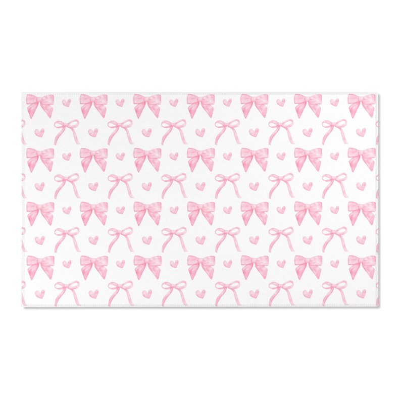 Coquette Pink Bow and Hearts Area Rug Carpet, Coquette Home Decor ...