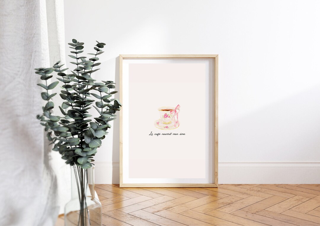 Vintage Coquette Coffee Tea Cup Poster, Coquette X Cafecore Wall Art ...