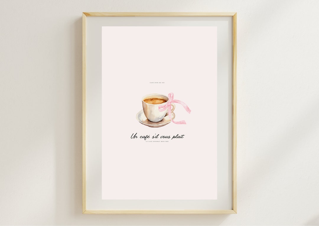 Coquette X Coffee Wall Art, Coquette Cafecore Girly Home Decor ...