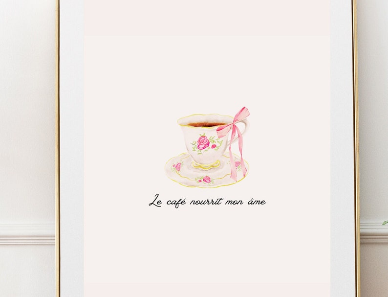Vintage Coquette Coffee Tea Cup Poster, Coquette X Cafecore Wall Art ...