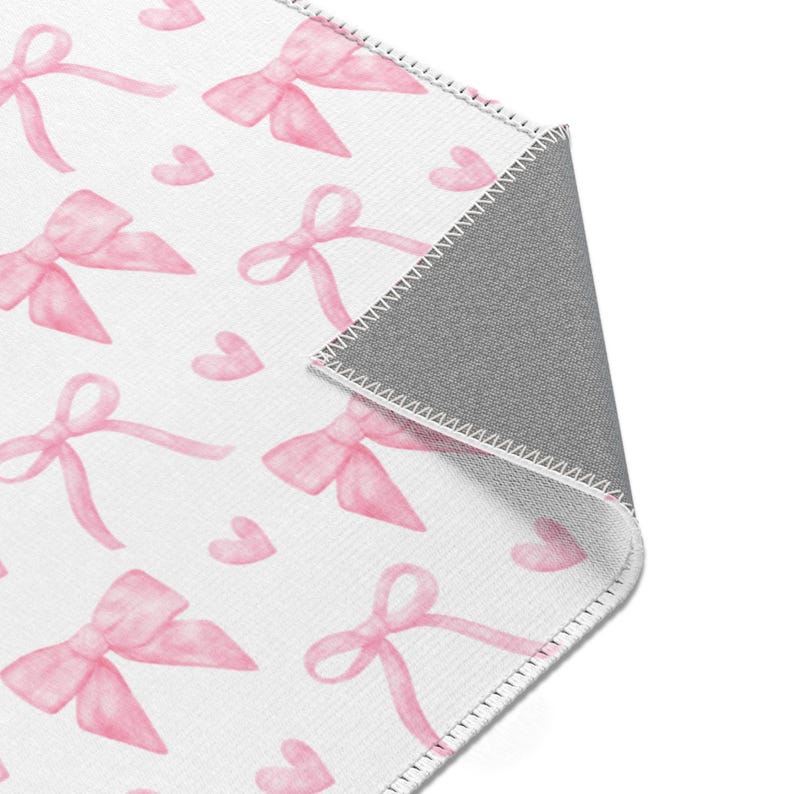Coquette Pink Bow and Hearts Area Rug Carpet, Coquette Home Decor ...