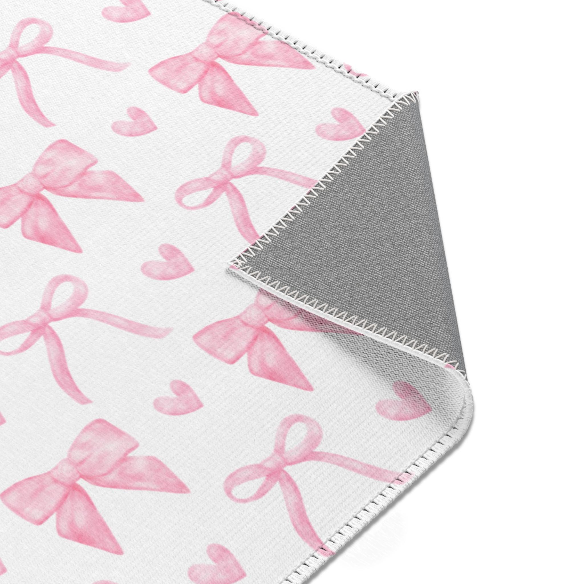 Coquette Pink Bow and Hearts Area Rug Carpet, Coquette Home Decor ...